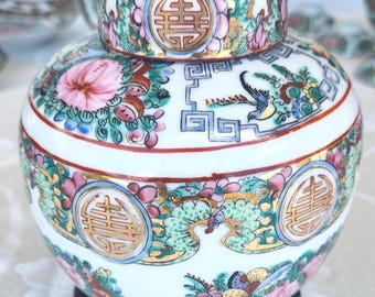 Vintage Rose Medallion Canton Ginger Jar, Japanese Porcelain Ginger Jar ...