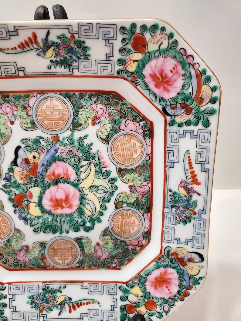 Rose Medallion Canton Octagon Plates Porcelain Hand Painted - Etsy