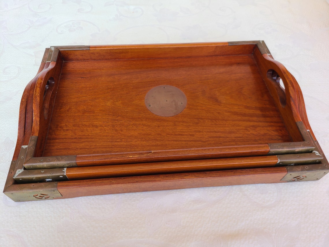 Vintage Chinese Rosewood Serving Trays Three Piece Wooden | Etsy
