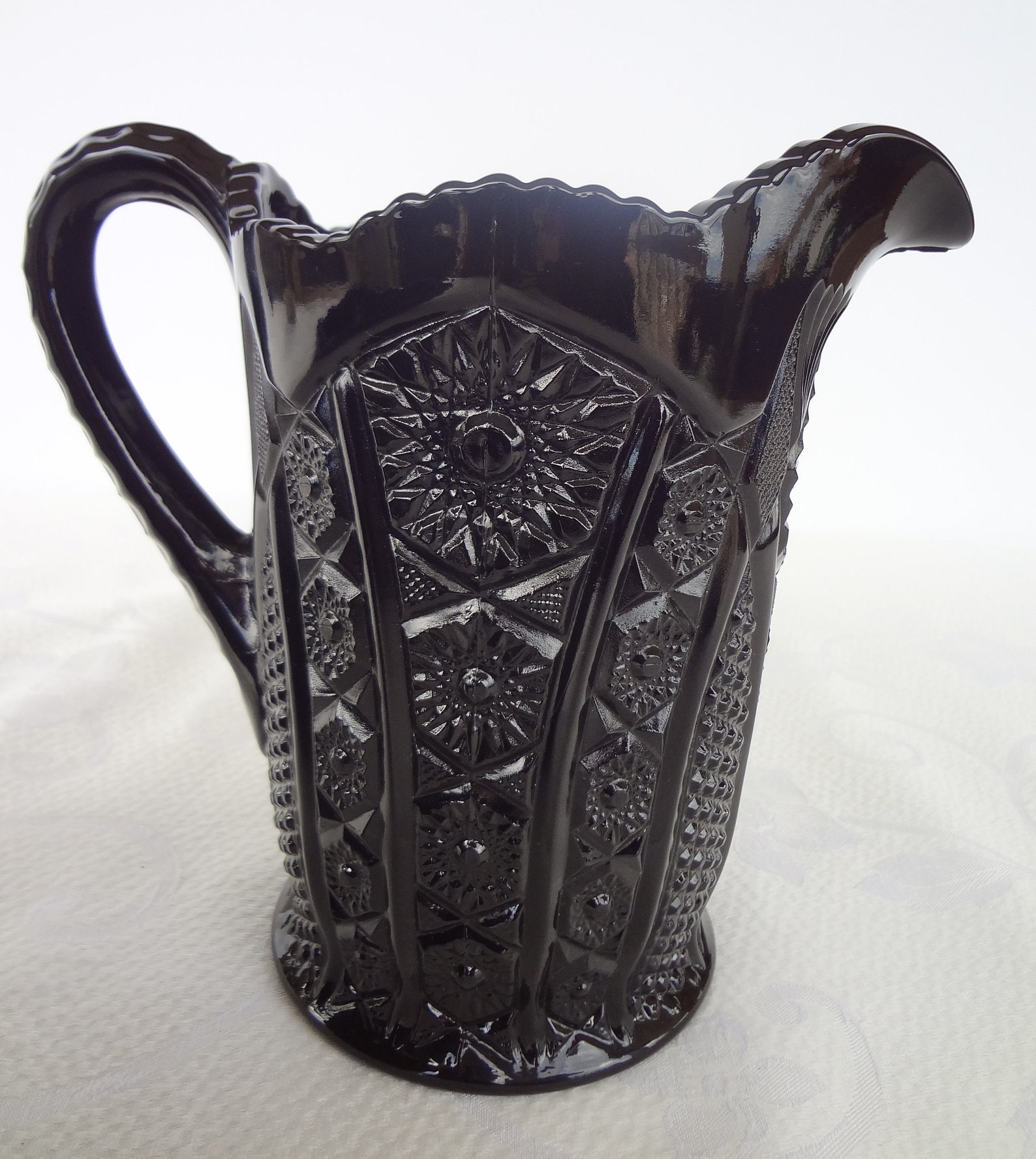 Vintage Indiana Glass Black Paneled Daisy Pitcher and Bowl | Etsy