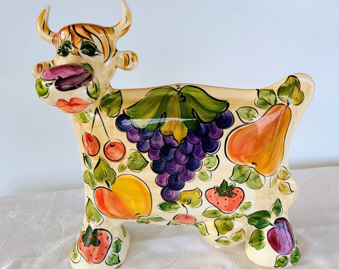 Classic Large Ceramic Cow by Artist Anatoly Turov, Hand Painted Cow ...