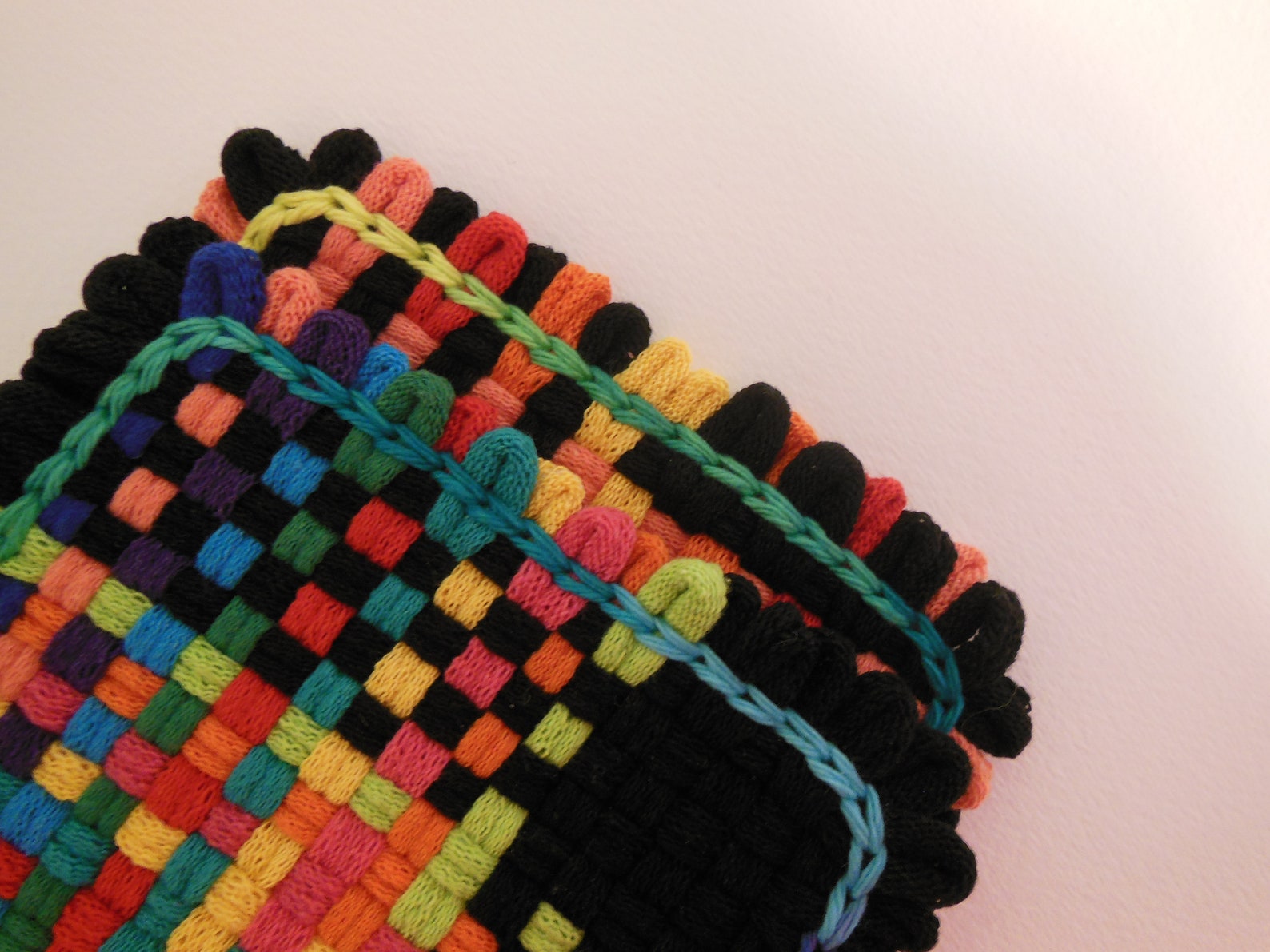 Two Woven Potholders or Two Large Woven Coasters, 1990s-inspired ...