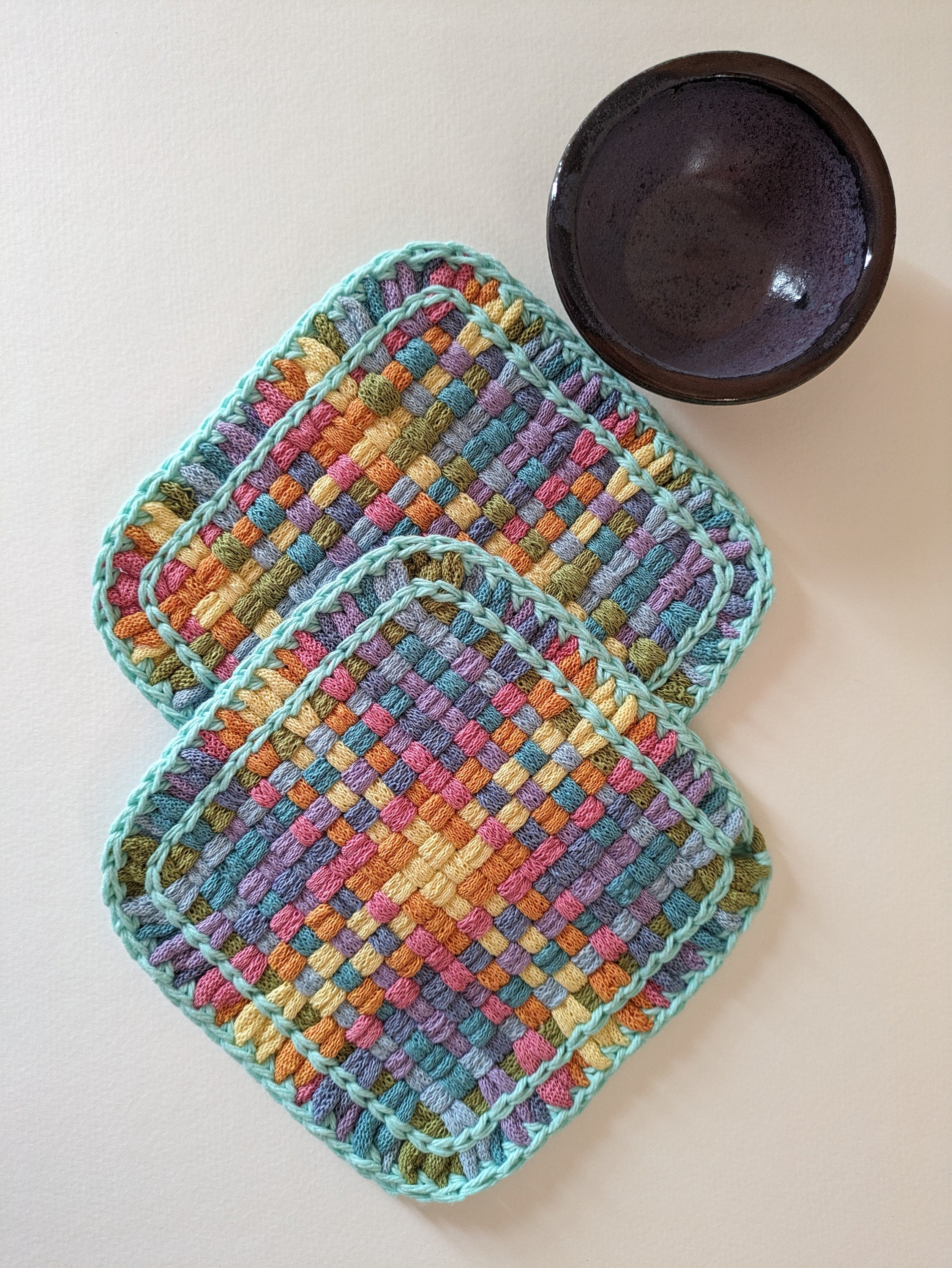 Two Hand Woven Potholders, Whimsical Pastel Kitchen Décor, Waldorf ...