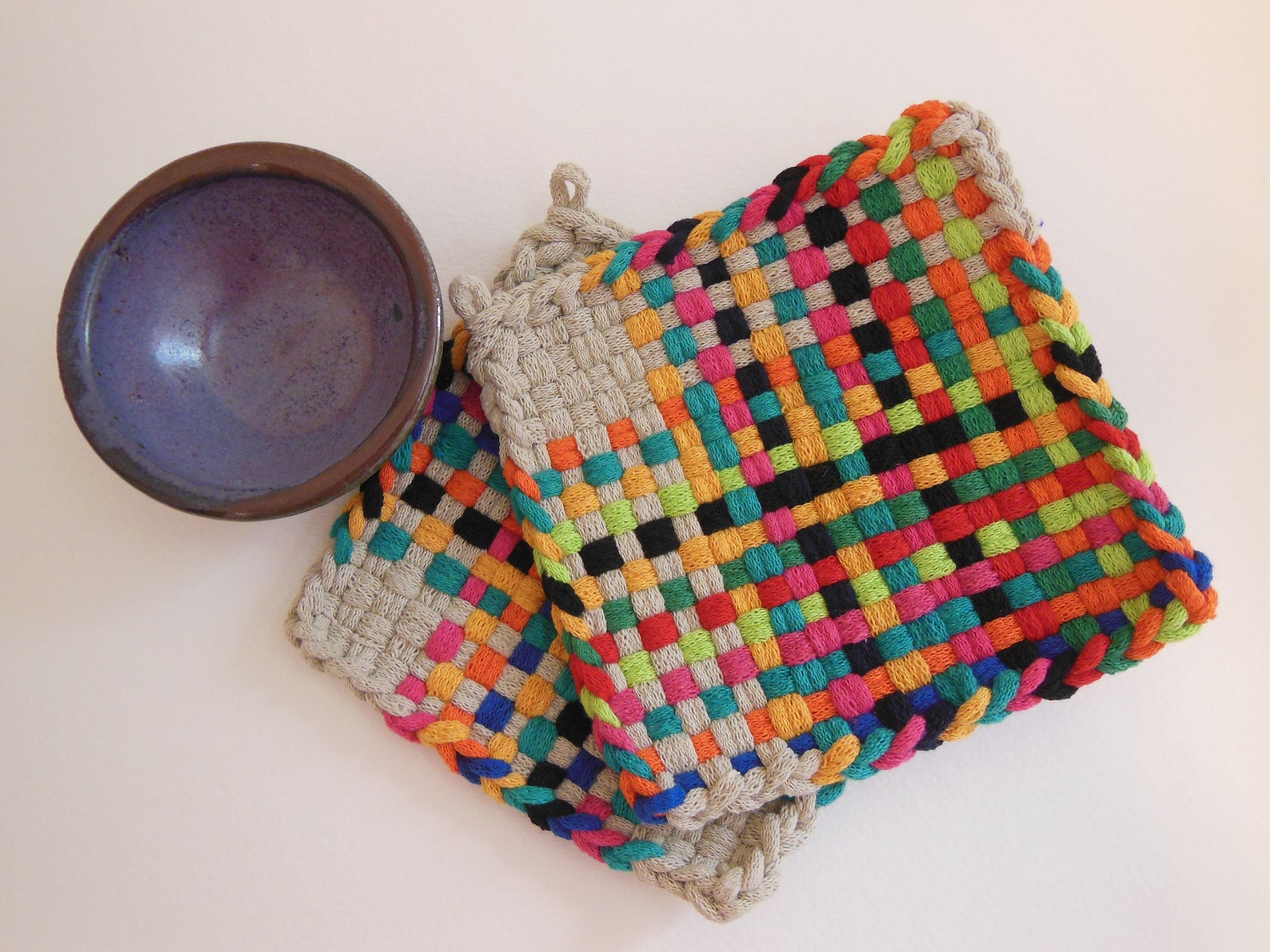 Two Woven Potholders, Modern Kitchen Décor - Etsy