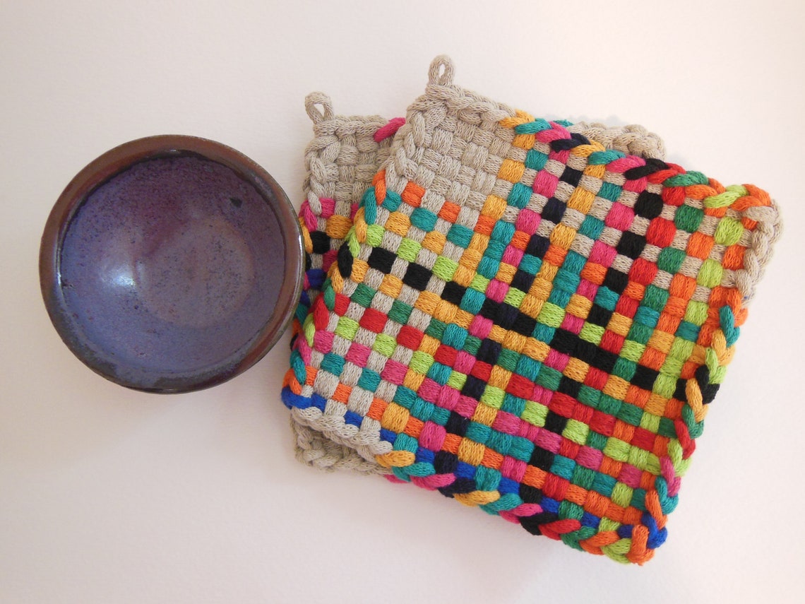 Two Woven Potholders, Modern Kitchen Décor - Etsy
