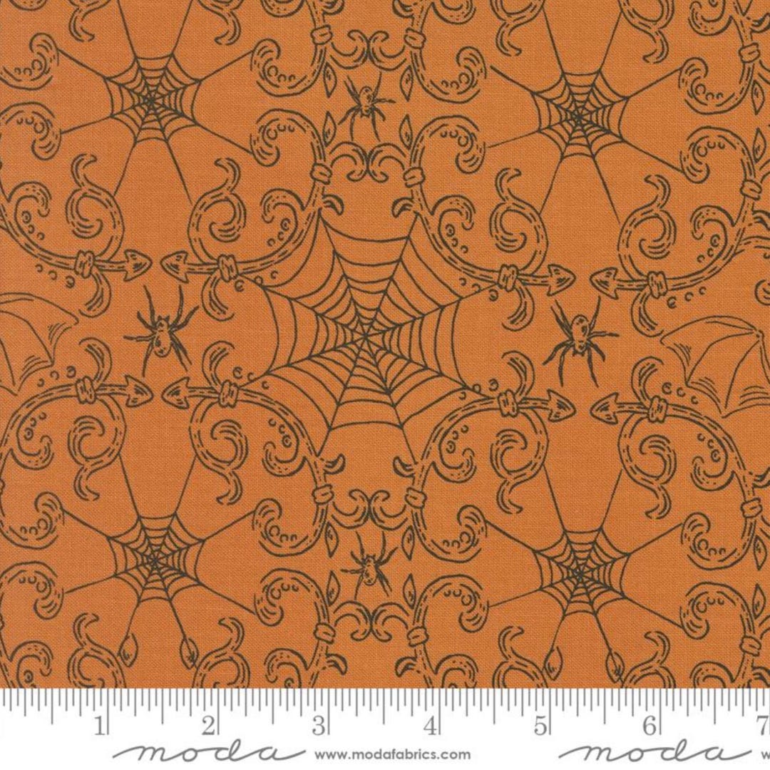Moda HOME SWEET HAUNT - Spider Webs in Pumpkin (20917 14) - by Stacy ...