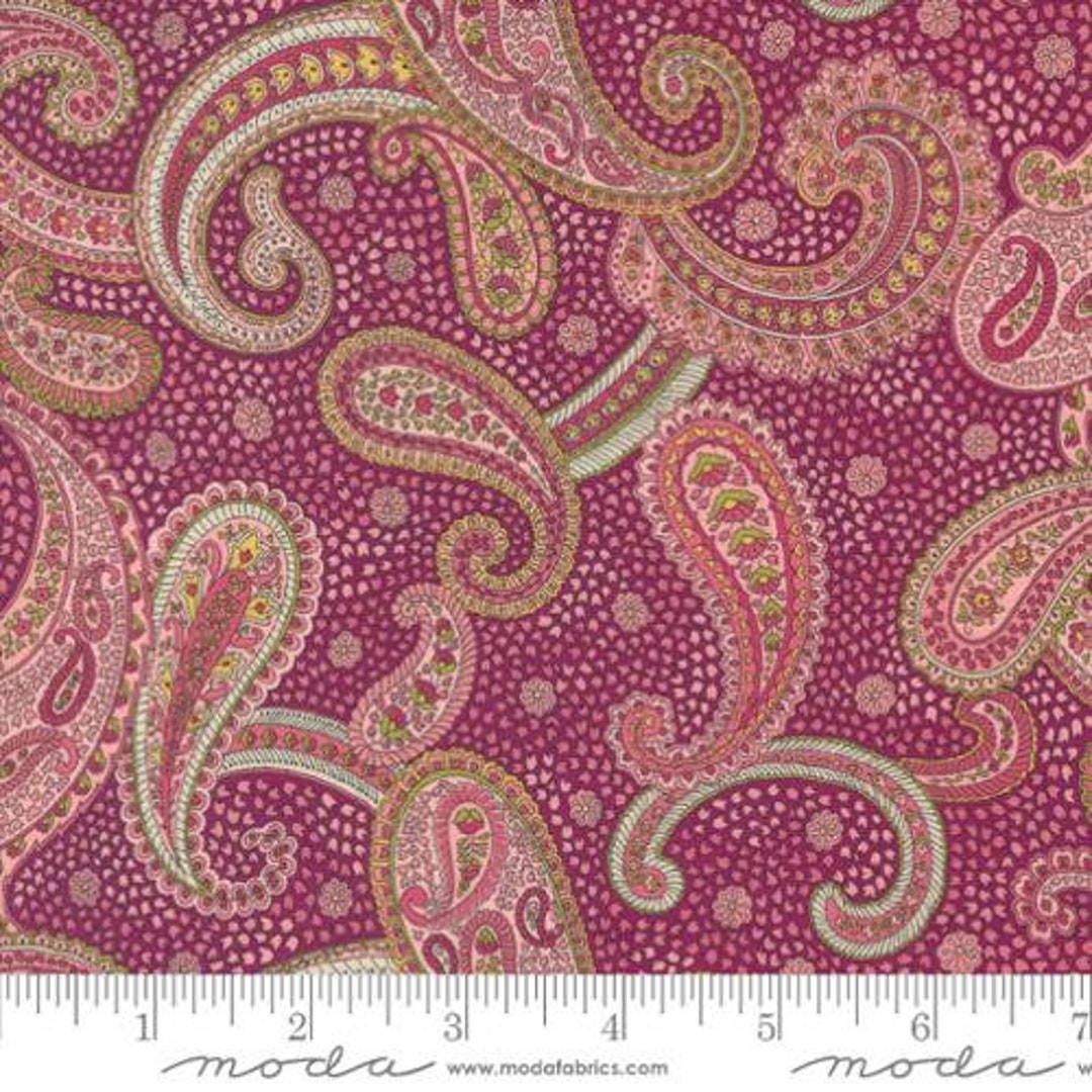 Moda CHELSEA GARDEN - Paisley in Mulberry (33743 17) - Sold by the YARD ...