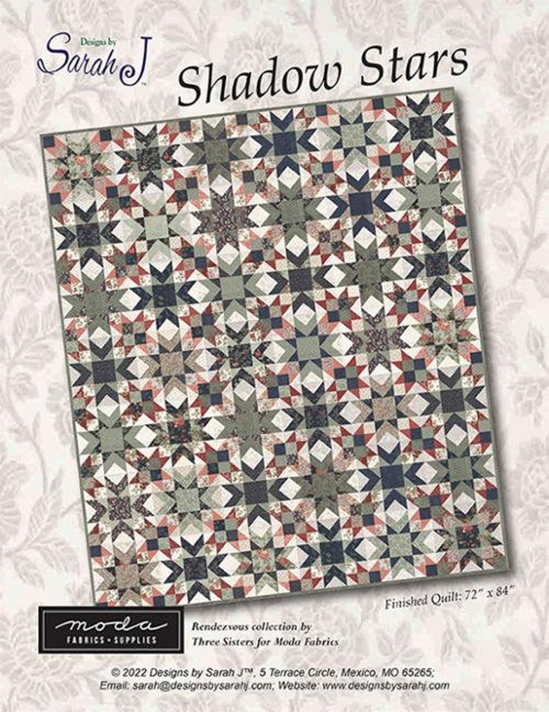 SHADOW STARS Quilt Pattern Featuring Rendezous Fabrics by 3 - Etsy