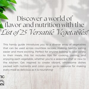 25 Versatile Vegetables, Printable Guide With Cooking Tips & Health ...