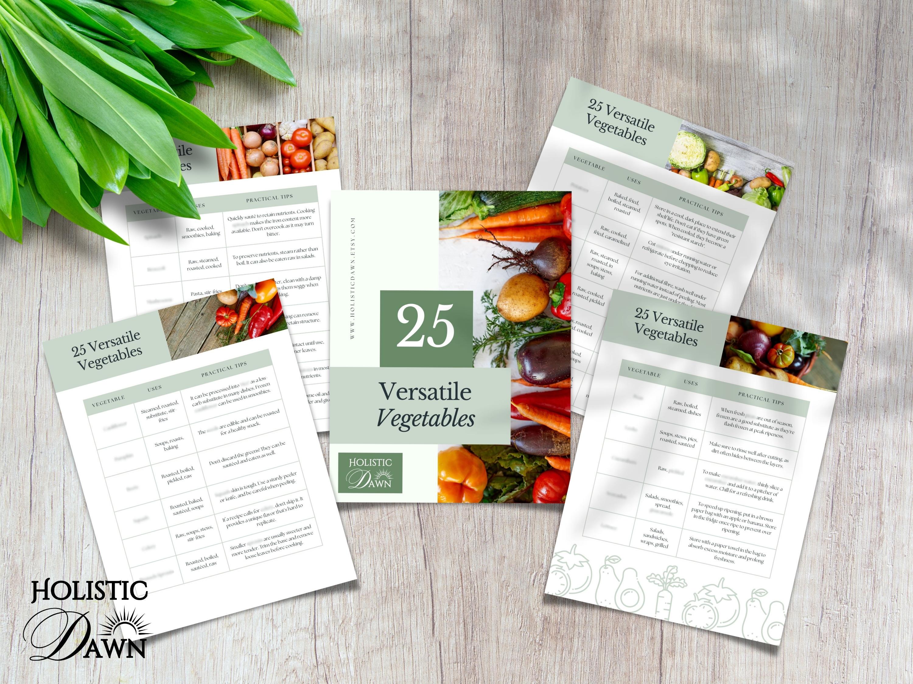 25 Versatile Vegetables, Printable Guide With Cooking Tips & Health ...
