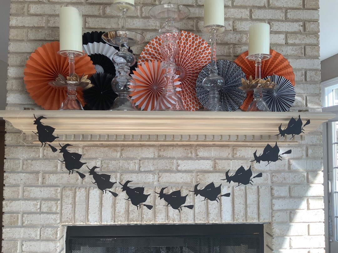 Flying Black Witch Garland, Witch Banner, Witch Garland, Halloween ...
