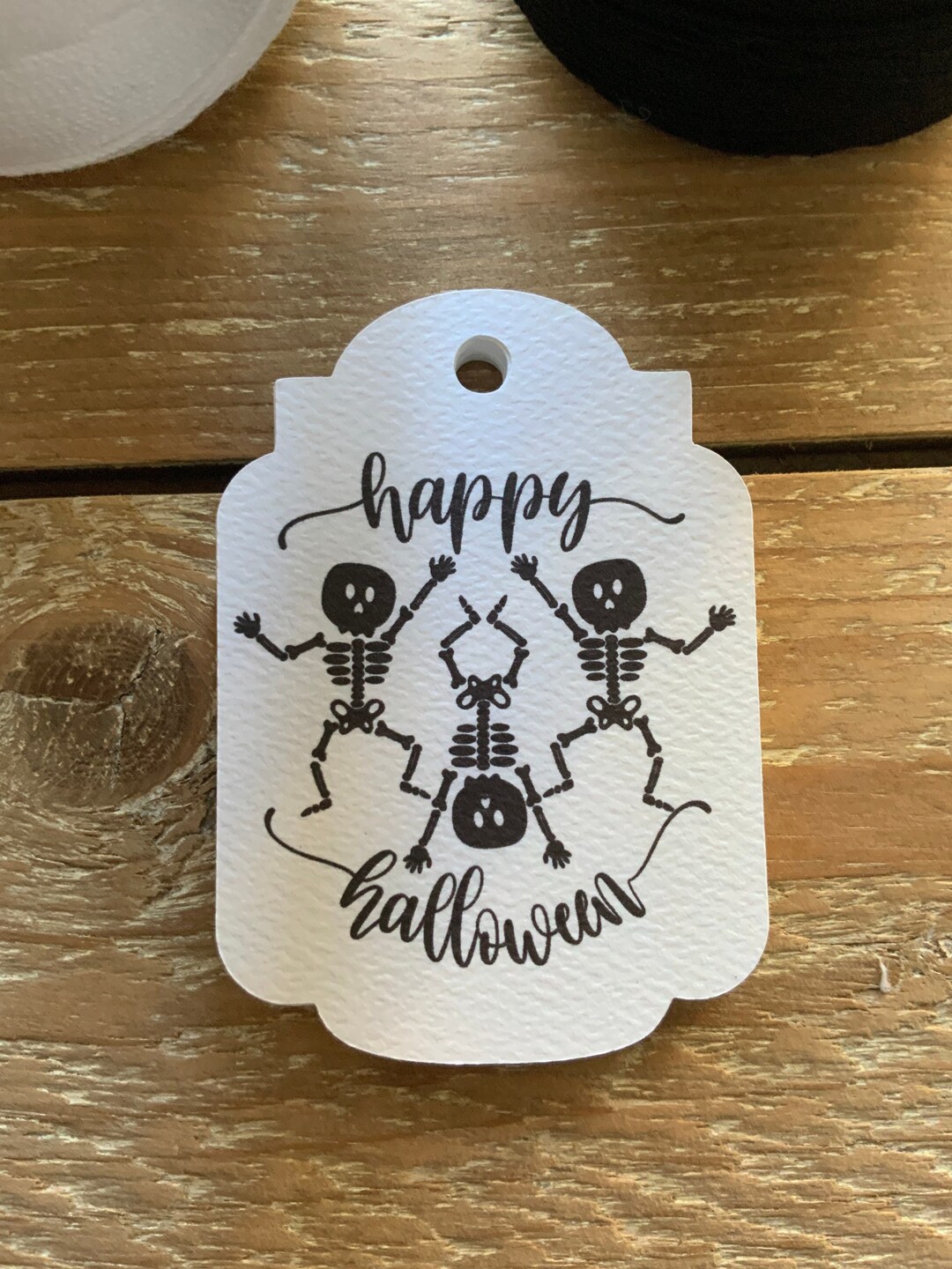 12 Happy Halloween Skeleton Tags, Personalized Halloween Tags, Dancing ...