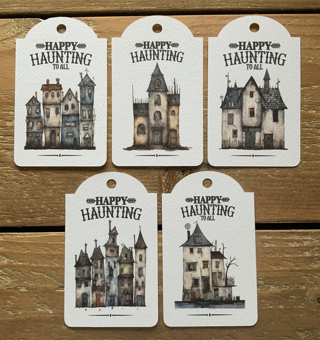 10 Happy Haunting House Tags, Personalized Halloween Tags, Vintage ...