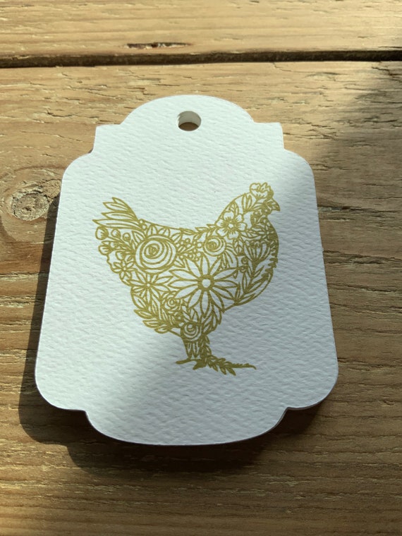 12 Chicken Gift Tags Chartreuse Chicken Favor Tags Paper and | Etsy