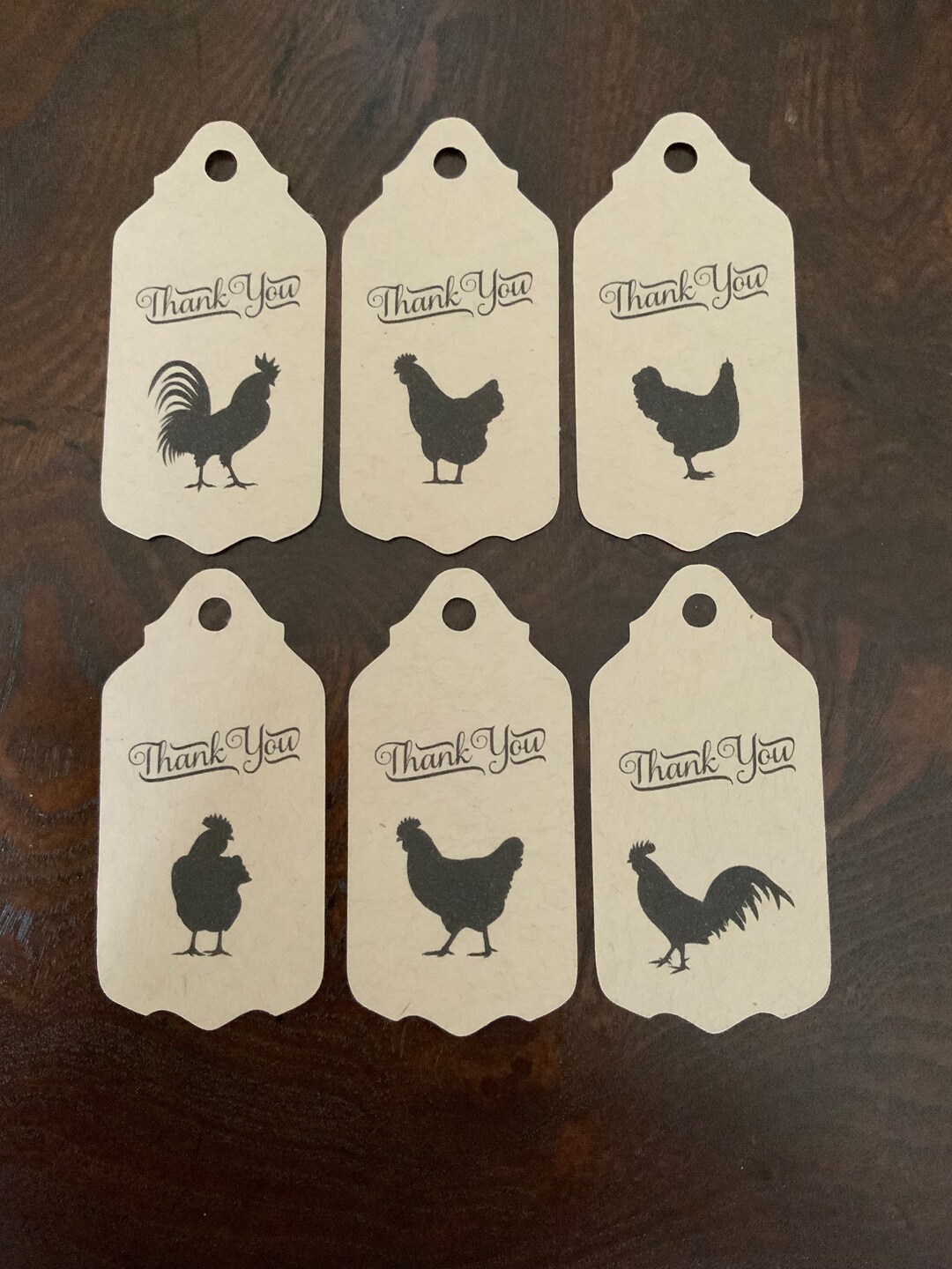 24 Thank You Chicken/rooster Gift Tags, Paper and Party Supplies, Tags ...