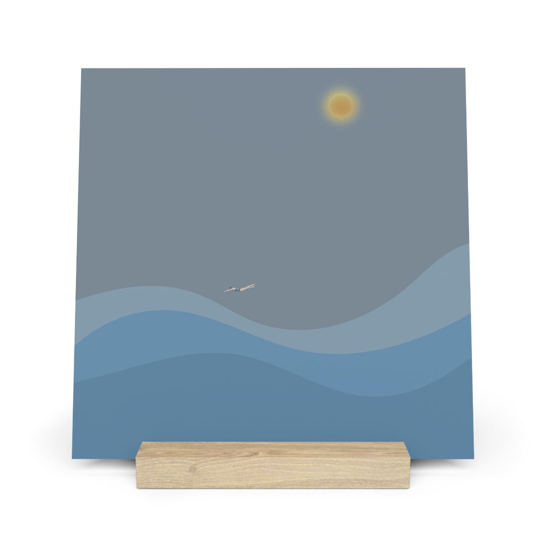 Serene Ocean Swim Gallery Board With Stand, Minimalist Art Decor ...