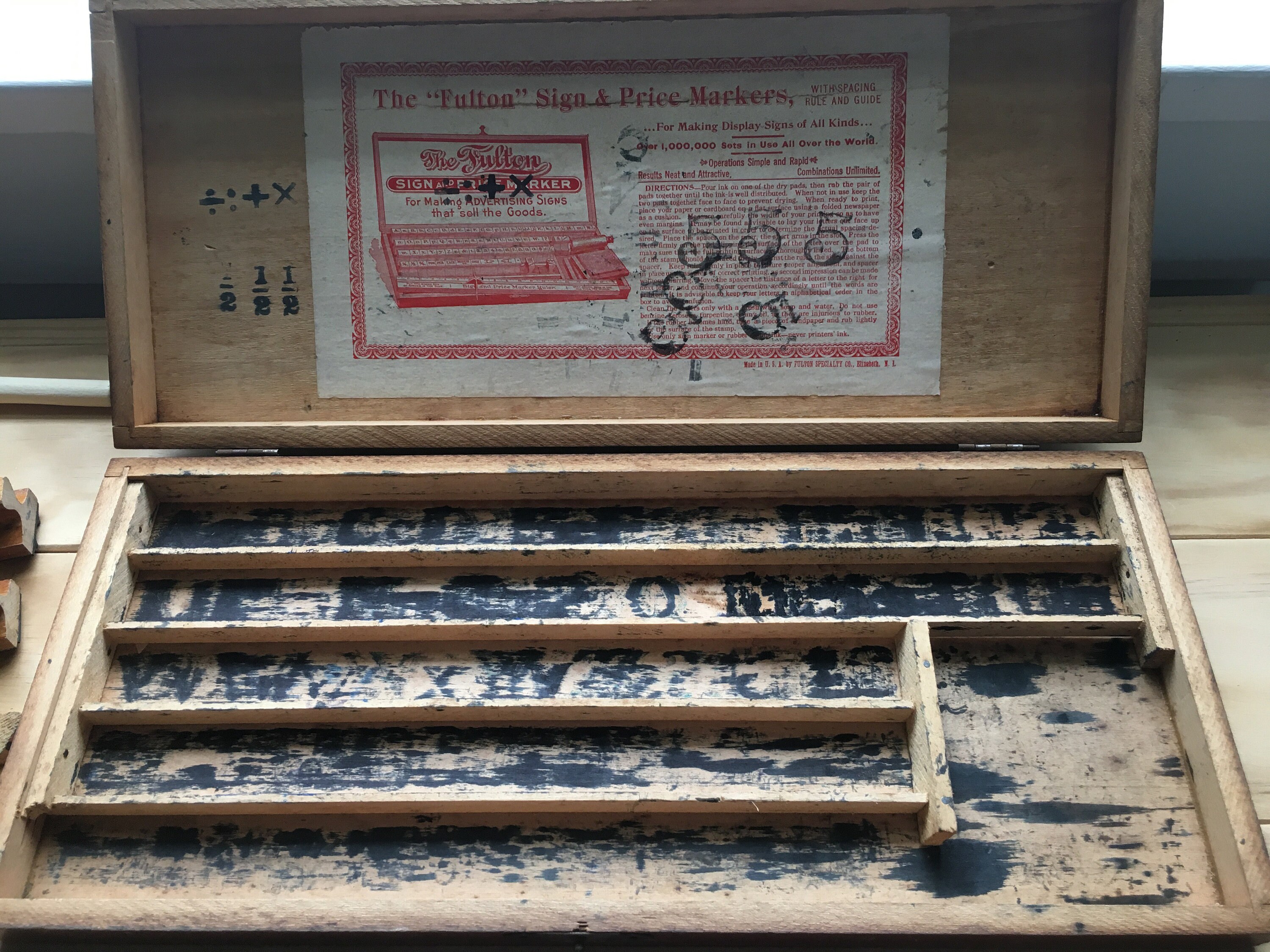 Antique "fulton" Sign and Price Marker in Wooden Box - Etsy