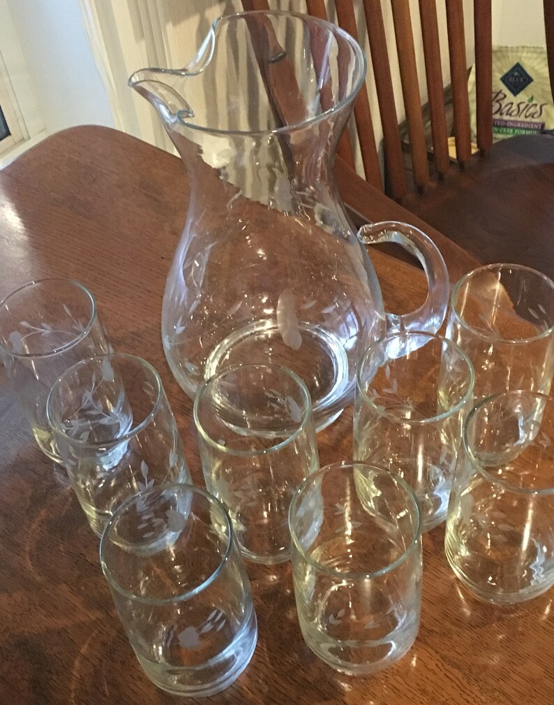 Princess House Pitcher and Eight Glasses Heritage Pattern/Lead | Etsy