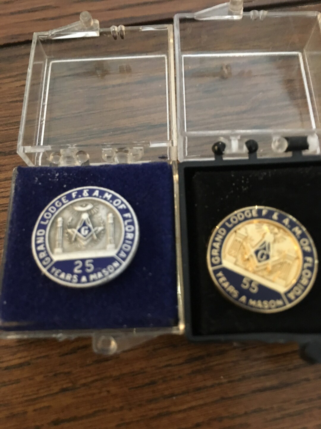 Masonic 25 Year and 55 Year a Mason Lapel Pins/grand Lodge F. &A.M. of ...