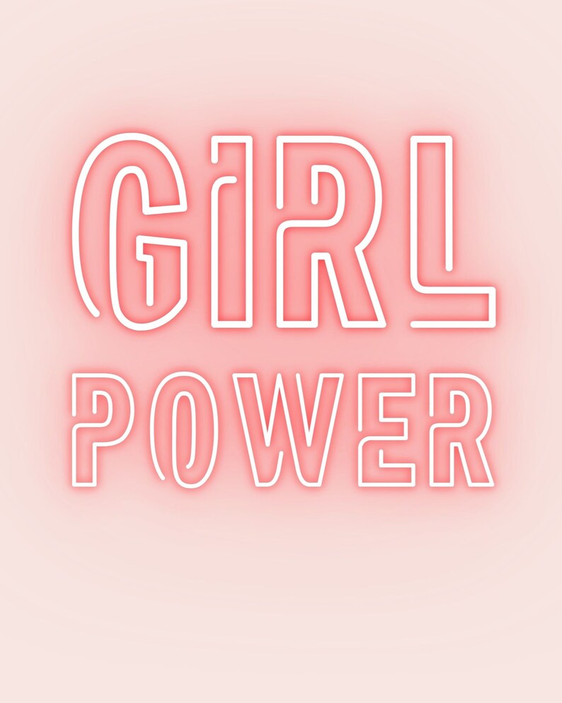 Girl Power Neon Light Pink Printable Art - Etsy