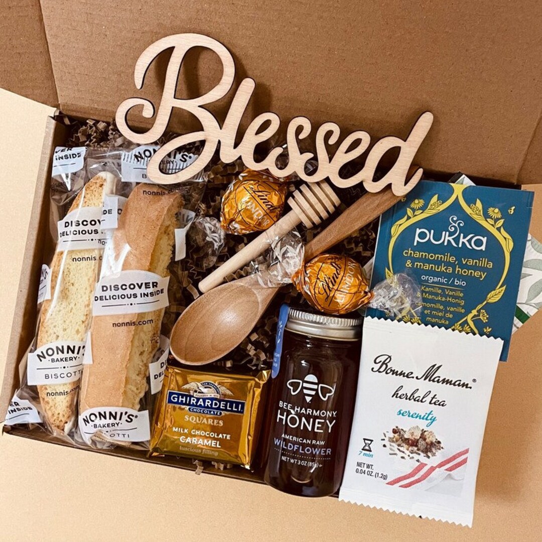 Blessed Tea Set W/ Biscotti, Honey, Chocolate | Birthday Gift, Thank ...
