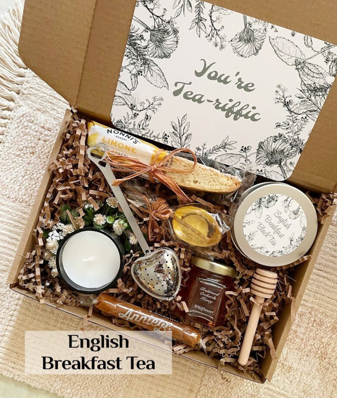 Loose Tea Honey Gift Set, Tea Drinker Gift Box English Breakfast Tea ...
