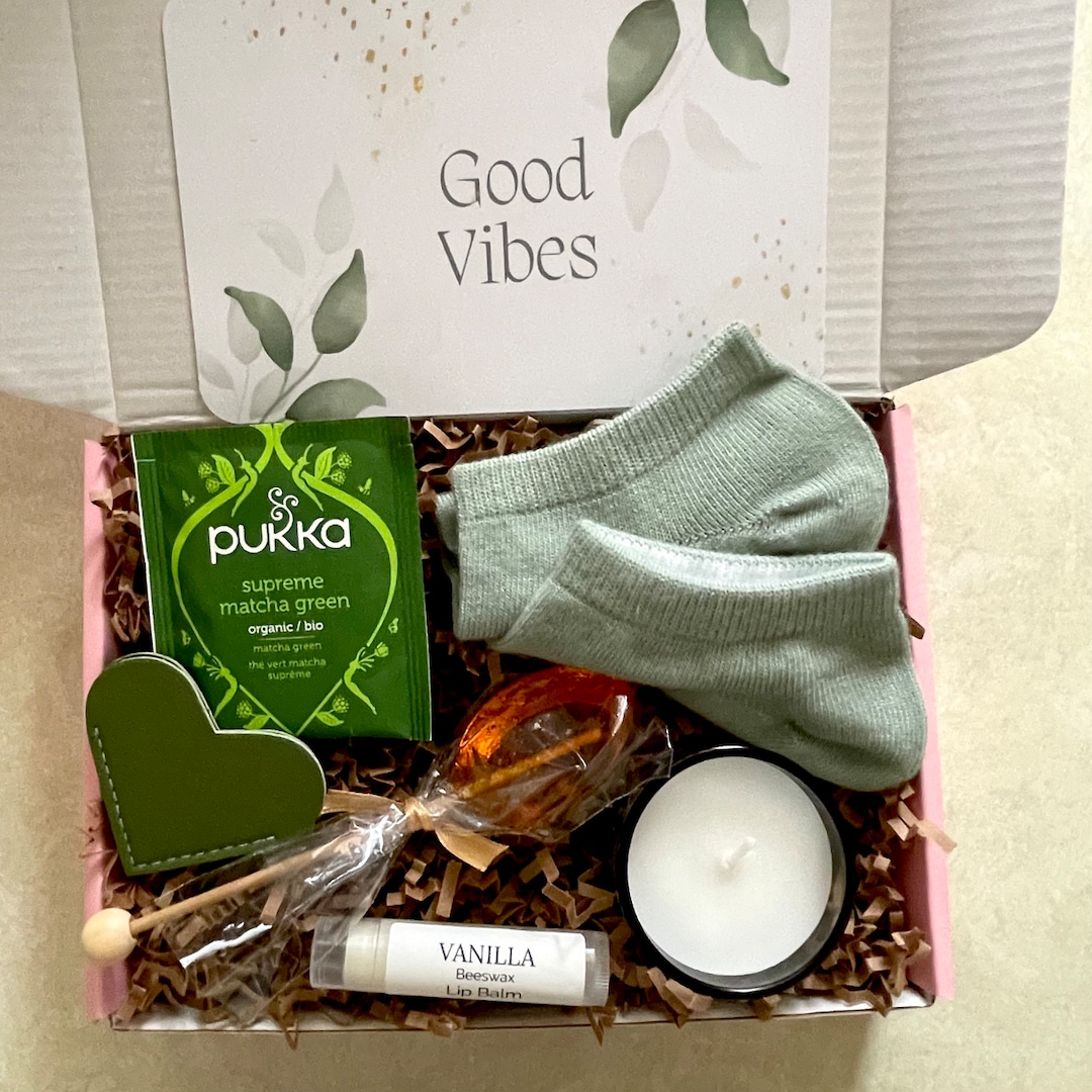 Gift Box for Friends, Good Vibes Care Package, Tea, Honey, Bookmark ...
