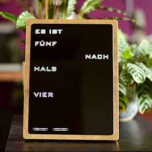 German Word Clock - Led Clock, Wooden Electronic Clock, Desk or Wall ...