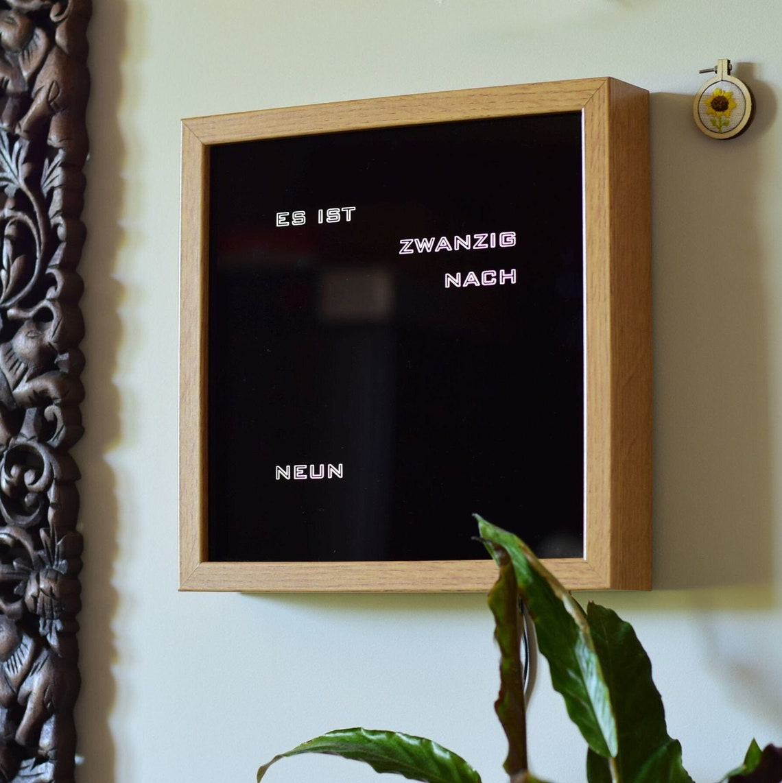 German Word Clock White LED Clock Brown Frame Clock Desk | Etsy
