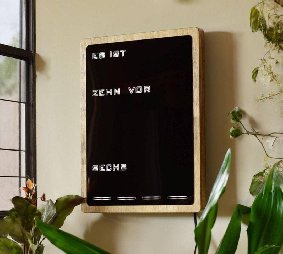 German Word Clock - Led Clock, Wooden Electronic Clock, Desk or Wall ...