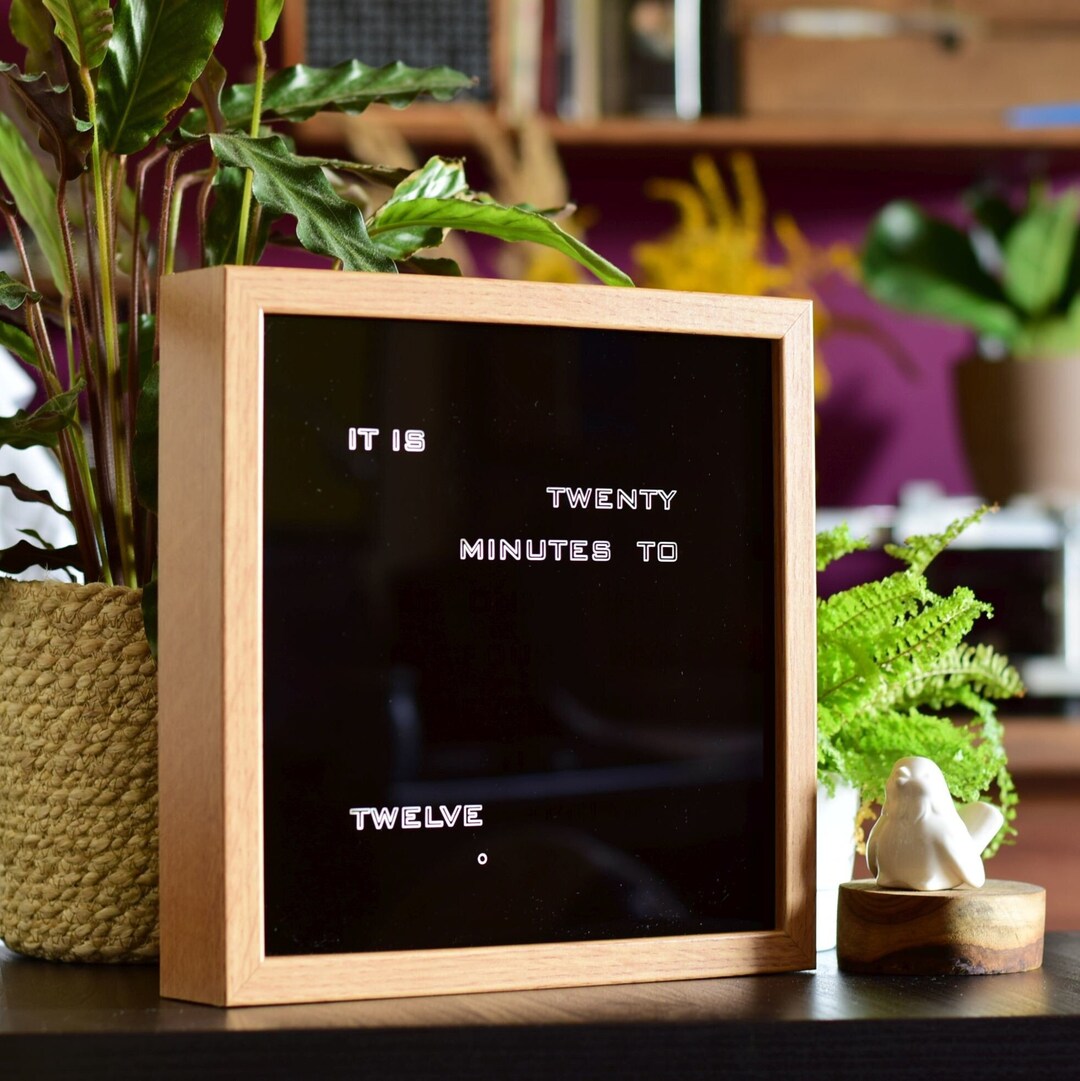 English Word Clock Led Clock, Oak Imitation Electronic Clock, Modern ...