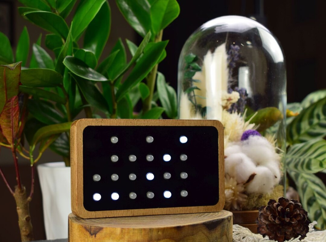 Binary Clock, 24-hour Clock, WHITE LED, Choose Your Front Color, Wooden ...