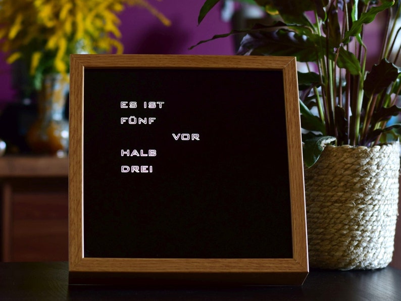 German Word Clock White LED Clock Brown Frame Clock Desk | Etsy