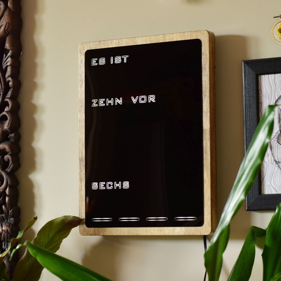 German Word Clock Led Clock, Wooden Electronic Clock, Desk or Wall ...