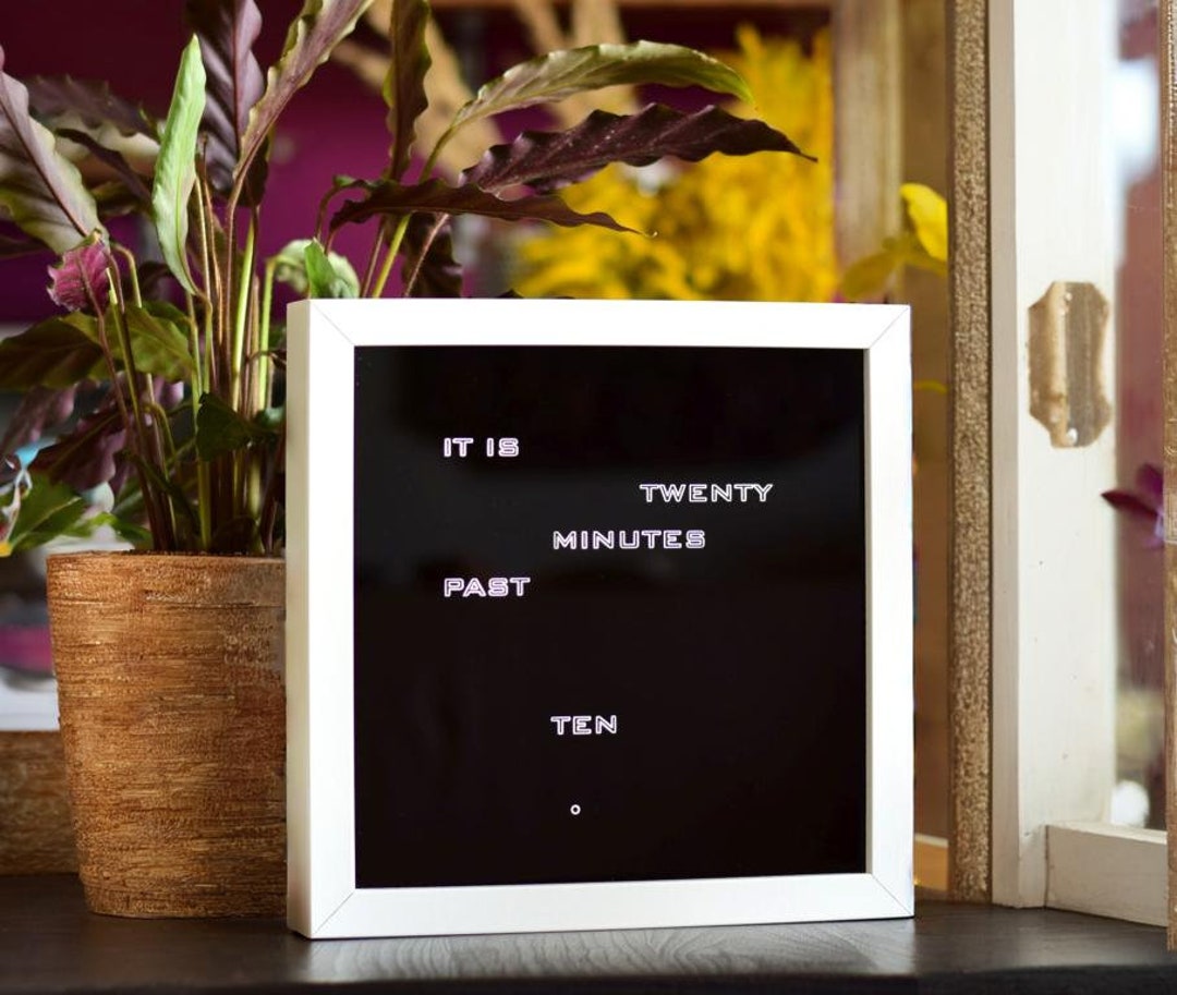 English Word Clock - White Frame Electronic Clock, Modern Led Clock ...