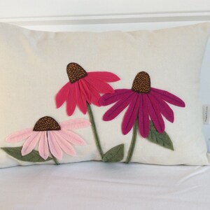 Cone Flower Pillow Cover, Hot Pink Floral Applique, Summer Flower Felt Patch Cushion - Etsy