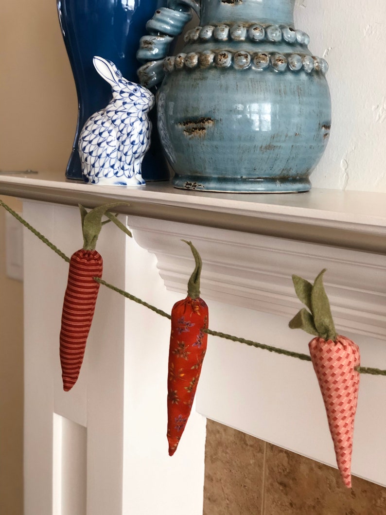 Easter Carrot Garland: Stuffed Fabric Bunting, Spring Decor - Etsy