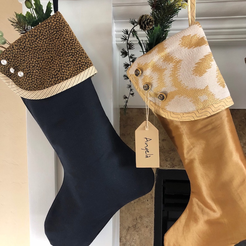 Sale Gold and Black Christmas Stockings Modern Stockings - Etsy
