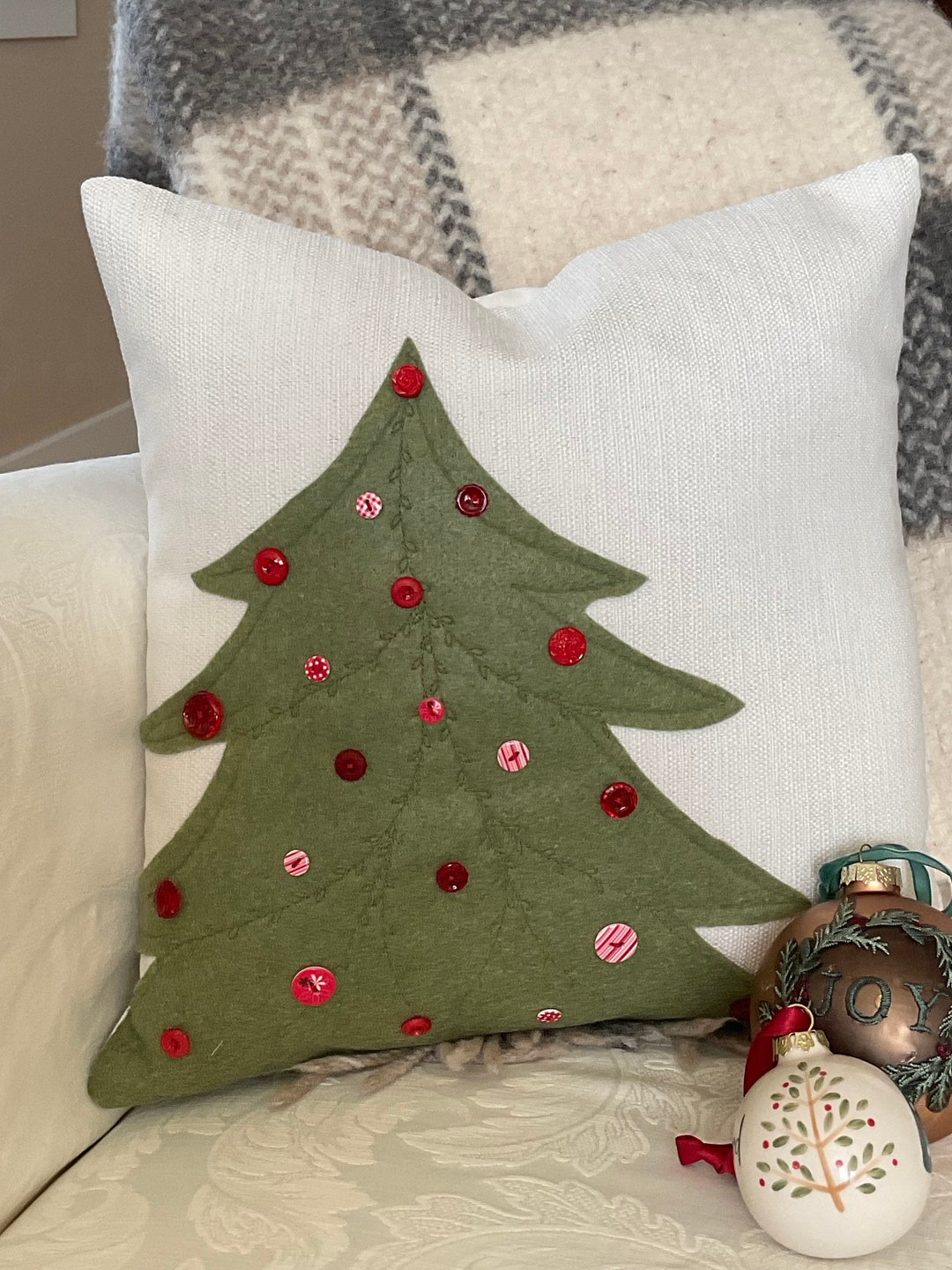 Christmas Tree Pillow Cover: Holiday Applique Accent Throw - Etsy