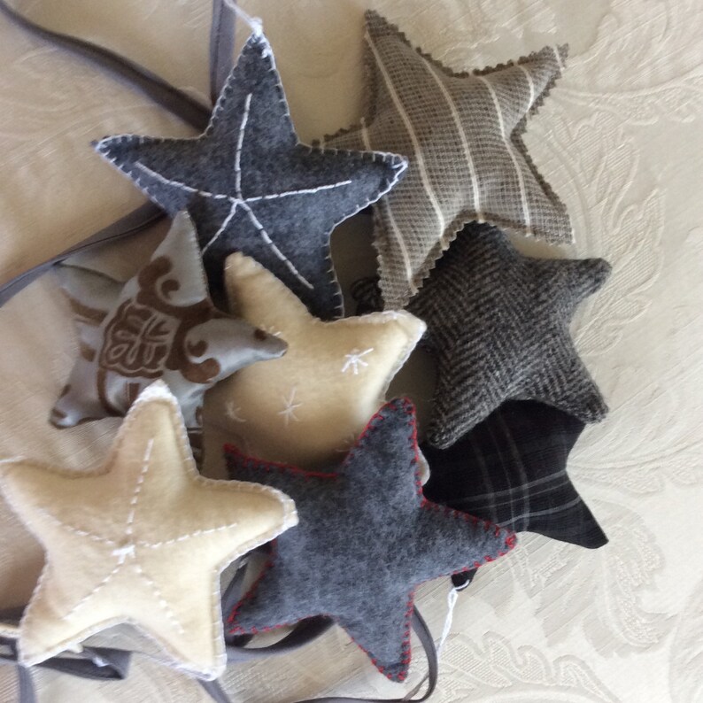 Grey Star Mantle Garland Ornaments Star Garland Mantle | Etsy
