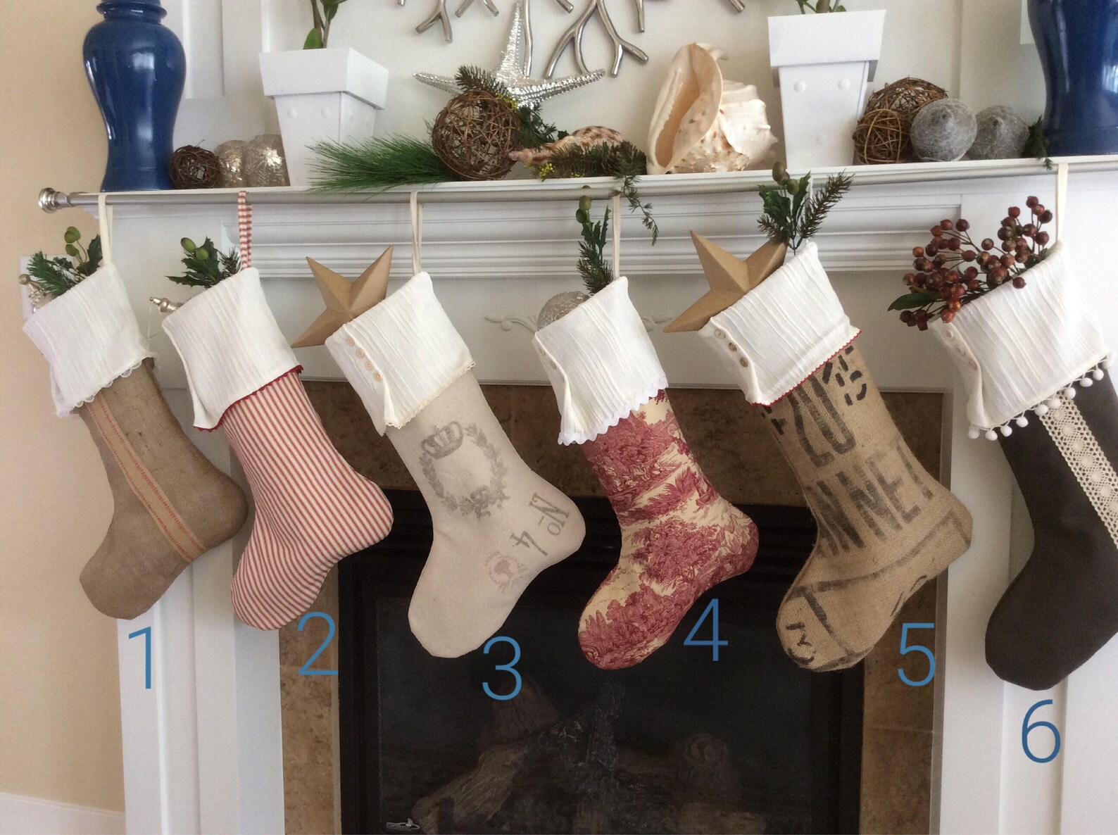 French Farmhouse Christmas Stocking, Country Cottage Holiday Socks ...