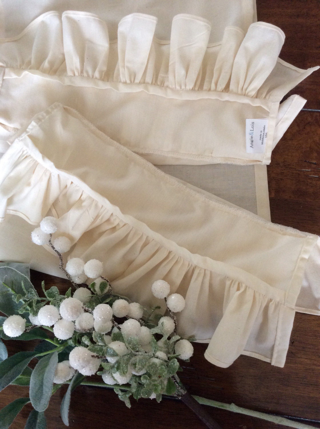 Natural Muslin Table Runner, Ruffled Table Cover, Shabby Chic Wedding ...