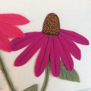 Cone Flower Pillow Cover, Hot Pink Floral Applique, Summer Flower Felt Patch Cushion - Etsy