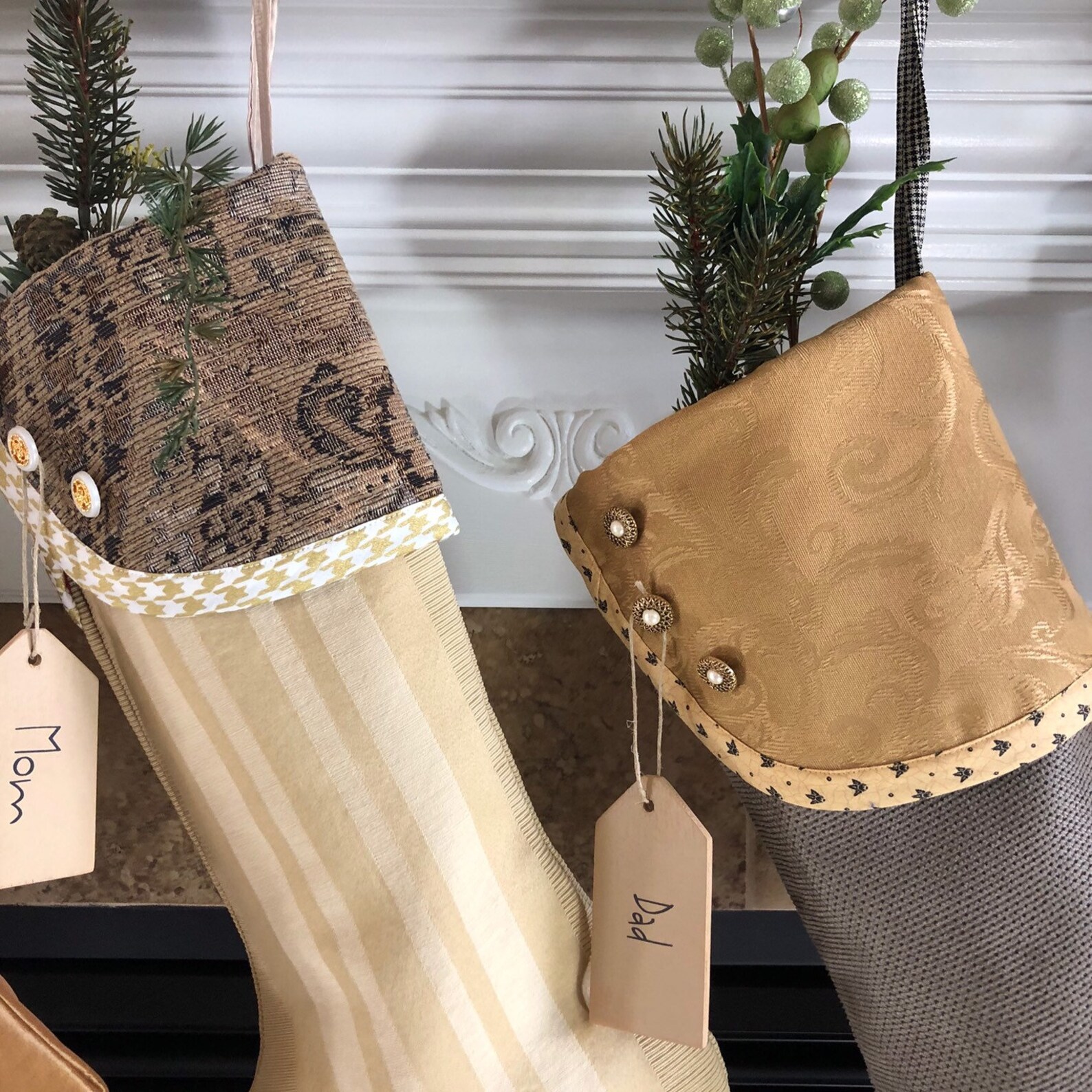 Sale Gold and Black Christmas Stockings Modern Stockings - Etsy