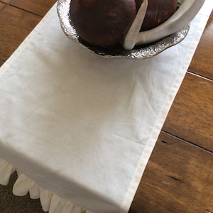 Natural Muslin Table Runner, Ruffled Table Cover, Shabby Chic Wedding ...