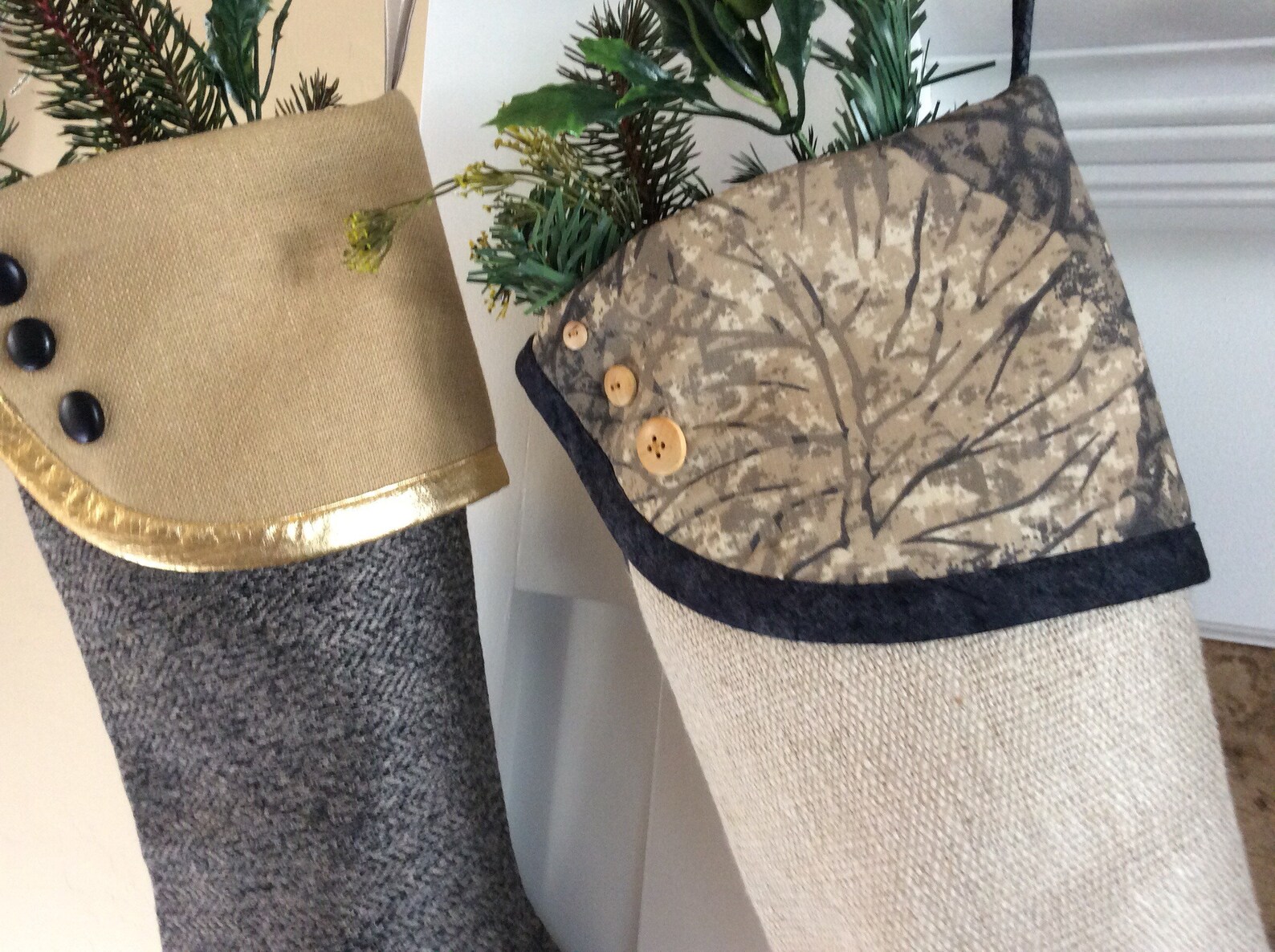 Sale Gold and Black Christmas Stockings Modern Stockings - Etsy