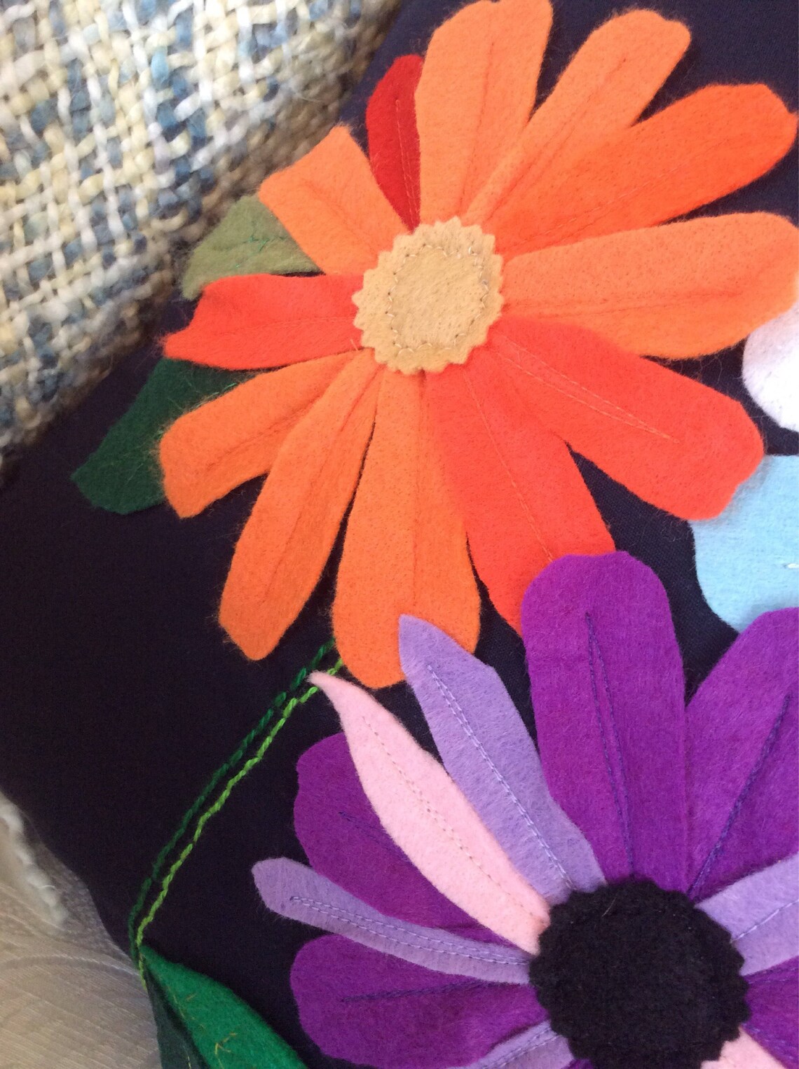 Autumn Flower Pillow Bold Floral Cushion Flower Applique - Etsy