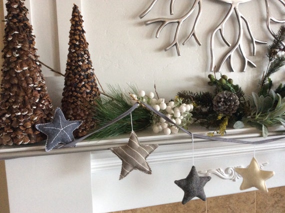 Grey Star Mantle Garland Ornaments Star Garland Mantle | Etsy