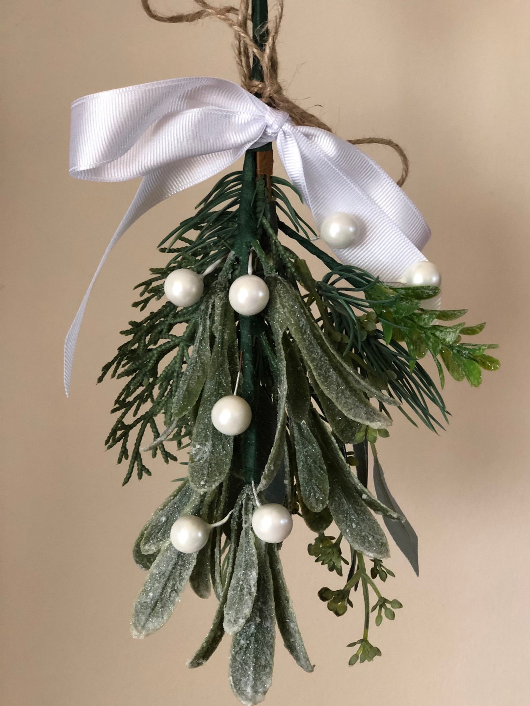 Mistletoe, Artificial Mistletoe, Farmhouse Christmas Ornament, Holiday ...