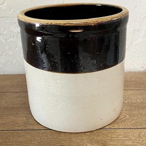 1-gallon Brown and Beige Stoneware Crock, Antique Crock, Pickling Crock ...